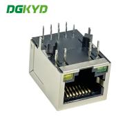 China Right Angle 10/100 RJ45 Ethernet Connector with Magnetics for ADSL Modem - 0.35mm Gold Plated Contacts for sale