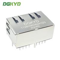 China DGKYD112B096DB2A1D3 Dual Port RJ45 Connector With Light Shield 8P8C for sale