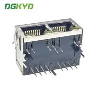 China DGKYD112B096DB2A1D3 Dual Port RJ45 Connector With Light Shield 8P8C for sale