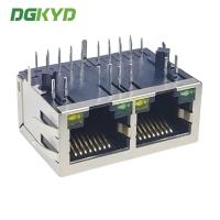 China DGKYD112B096DB2A1D3 Dual Port RJ45 Connector With Light Shield 8P8C for sale