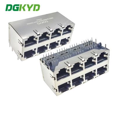 China DGKYD59212488HWA1DY1A Shielded 2x4 Multi-Port RJ45 Connector Without LED - 100 Ohm Impedance, -40℃ to 85℃ Operating Range for sale
