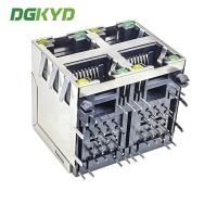 China RJ45 Multiport Socket 2x2 Shielded Modular Jack with 8P8C 1000BASE-T Ethernet for sale