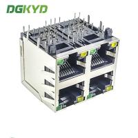 China RJ45 Multiport Socket 2x2 Shielded Modular Jack with 8P8C 1000BASE-T Ethernet for sale