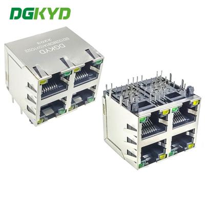 China RJ45 Multiport Socket 2x2 Shielded Modular Jack with 8P8C 1000BASE-T Ethernet for sale