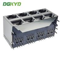 China Shielded RJ45 Multiport Socket 2x4 8P8C Ethernet Connector 1000BASE-T for sale