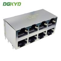 China Shielded RJ45 Multiport Socket 2x4 8P8C Ethernet Connector 1000BASE-T for sale