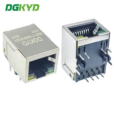 China DGKYD59211118AB1A3DY1027 RJ45 10P8C Socket Without Filter With LED 59 Series Yellow/Green Connector for sale
