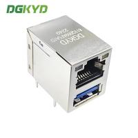 China Gigabit Modular Jack RJ45 Stacked Over USB 3.0 Connector Cat6 with LED 10 Positions 8 Contacts for sale