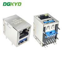 China Gigabit Modular Jack RJ45 Stacked Over USB 3.0 Connector Cat6 with LED 10 Positions 8 Contacts for sale