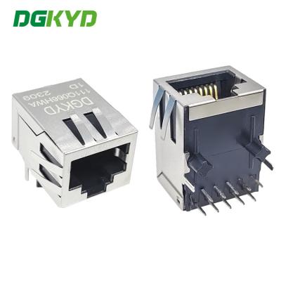China DGKYD Gigabit Integrated Filter RJ45 Connector 10PIN PBT Black Shielded Through Hole for sale