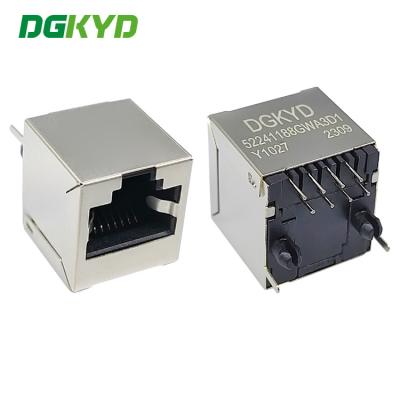 China DGKYD 8P8C RJ45 Socket 180 Degree Direct Interface - 10/100/1000BASE-T Compatible with 8 Positions and -40℃ to 85℃ Operating Range for sale