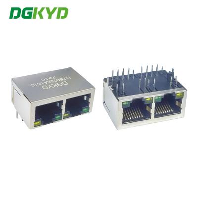 China DGKYD RJ45 1x2 8P8C 100M Integrated Filter Connector with Yellow Green LED for sale