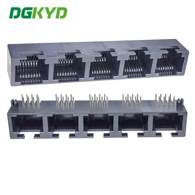 China DGKYD53241588IWA1DY1052 RJ45 1x5 Multi-Port Network Connector - 8P8C Black Plastic -40℃ to 85℃ Temperature Range for sale