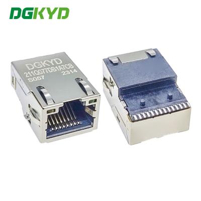 China DGKYD211Q077DB1A7CBS057 RJ45 Modular Jack - 100/1000 Base-T Single Port with 8 Terminals and Gold 6μ Plating for sale
