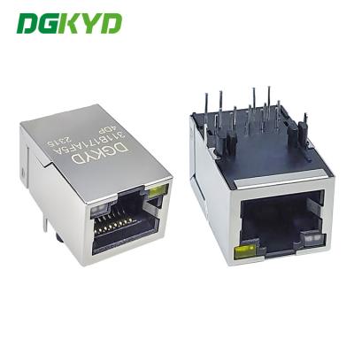 China DGKYD RJ45 Tab Up Ethernet Jack PoE++ with Internal Magnetics 10 Pins 1000BASE-T for sale