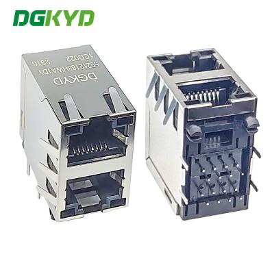 China DGKYD59212188HWA1DY1CD022 RJ45 Dual Port Shielded Socket with 8 Positions and -40℃ to 85℃ Operating Temperature for sale