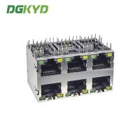 China DGKYD59212388DB1A1DY1B022 RJ45 Ethernet Socket 2x3 Port 8P8C Modular Jack with LED -40℃ to 85℃ Temperature Range for sale