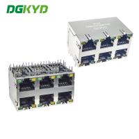 China DGKYD59212388DB1A1DY1B022 RJ45 Ethernet Socket 2x3 Port 8P8C Modular Jack with LED -40℃ to 85℃ Temperature Range for sale
