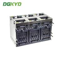 China DGKYD59212388DB1A1DY1B022 RJ45 Ethernet Socket 2x3 Port 8P8C Modular Jack with LED -40℃ to 85℃ Temperature Range for sale