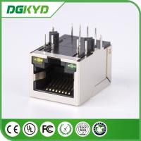 China Side Entry Single Port 10/100BASE-T RJ45 Connector with 6μ Gold Plating and Metal Shield - Right Angle PCB Mount for sale