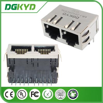 China ODM OEM Factory KRJ-201QWDENL Cat6 Dual Port Gigabit Ethernet RJ45 Modular Jack Female 1000BASE for sale