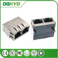 China Gigabit Ethernet RJ45 Integrated Magnetic Connector 2 Port 1x2 Tab-Up with LED 1500Vrms for sale