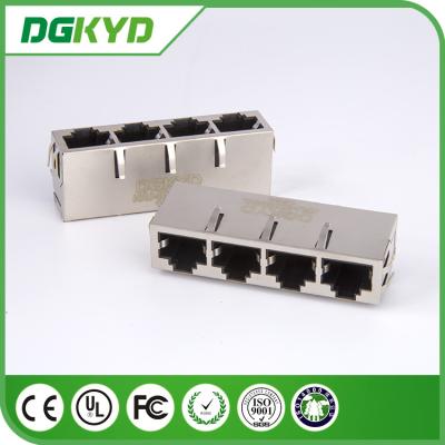 China KRJ-401QWNL 10P8C Shielded 4-Port Gigabit Ethernet RJ45 Connector with 21.3mm Length and 350μH OCL for sale
