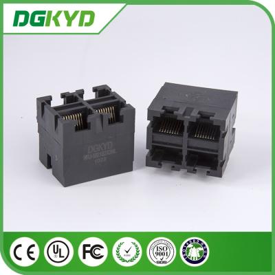 China 2×2 Multi Port Ethernet Stacked RJ45 Modular Jack KRJ-5921S8P8C22NL - 28.2mm Length, 600 Mating Cycles, RoHS Compliant for sale