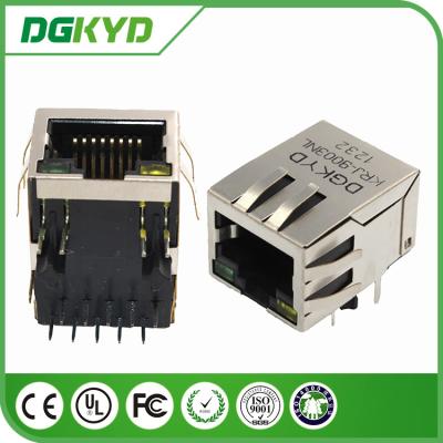 China KRJ-9003NL Shielded RJ45 Connector with Magnetics 10/100M Tab Down 21.3mm Length for sale