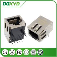China Single Port POE RJ45 Female Jack Vertical PCB Socket with EMI Fingers - 21.3mm Length, 1500Vrms Isolation for sale