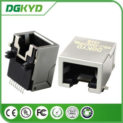China 1x1 Tab Down SMD RJ45 PCB Connector KRJ-002TPNL Without Transformer 18.65mm x 15.74mm Gold Plating 6μ for sale