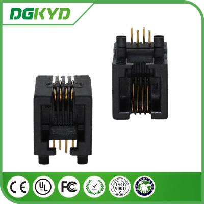China Tab Down RJ11 Jack 4P4C Network Connector for Phone Switch - 600 Cycles, 18mm Length, Black for sale