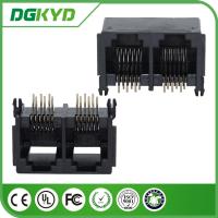 China 2 Port RJ11 Jack Connector - PBT Black Housing, 6p6c Contacts, 7.7 kgf Retention Strength for sale