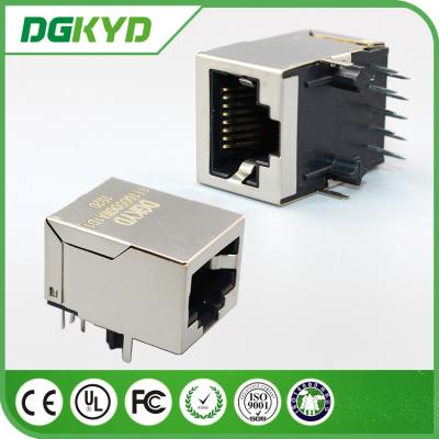 China Shielded Cat6 RJ45 Female Jack 21.3mm 1000Base-T Surface Mount Connector with 350μH OCL for sale