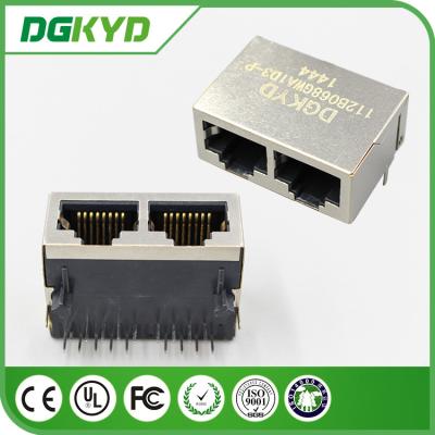 China 100M 1x2 Tab Down RJ45 Modular Jack PCB Connector with POE for sale