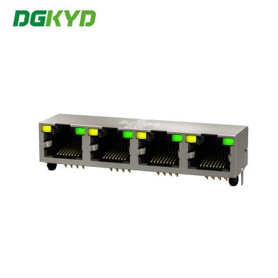 China DGKYD561488AB1A1DY1022 4-Port RJ45 Connector 8P8C Network Socket -40℃ to 85℃ Operating Temperature 10/100/1000BASE-T for sale