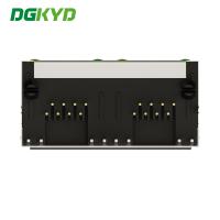 China DGKYD561288AB1A3DY1027 90 Degree Side Plug 1x2 RJ45 Connector with LED Indicators - 8 Position Through Hole Mount for sale