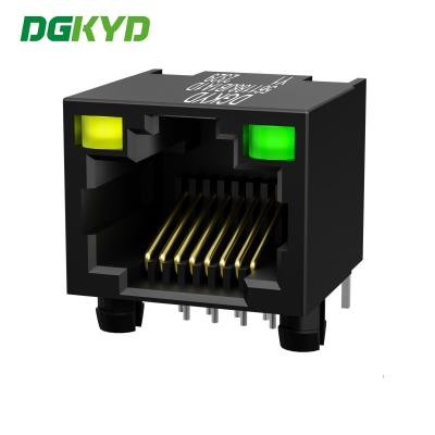 China Black RJ45 Modular Jack Connector 8-Position 1x1 Port with LED Indicators -40℃ to 85℃ Operating Temperature for sale