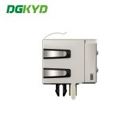 China Tab UP Ganged Double Port RJ45 Keystone Connector Cat5e 8P8C 1000BASE-T Magnetic Jack for sale