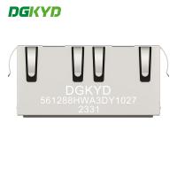 China Tab UP Ganged Double Port RJ45 Keystone Connector Cat5e 8P8C 1000BASE-T Magnetic Jack for sale