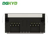 China Tab UP Ganged Double Port RJ45 Keystone Connector Cat5e 8P8C 1000BASE-T Magnetic Jack for sale