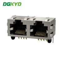 China Tab UP Ganged Double Port RJ45 Keystone Connector Cat5e 8P8C 1000BASE-T Magnetic Jack for sale