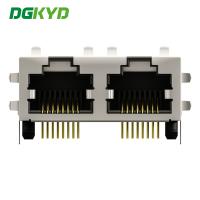 China Tab UP Ganged Double Port RJ45 Keystone Connector Cat5e 8P8C 1000BASE-T Magnetic Jack for sale