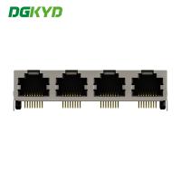China RJ45 Cat6 Panel Interface Connector 1x4 Ports PCB Jack Ethernet Female 8P8C Shielded for sale