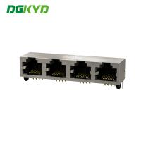 China RJ45 Cat6 Panel Interface Connector 1x4 Ports PCB Jack Ethernet Female 8P8C Shielded for sale