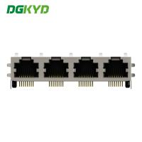 China RJ45 Cat6 Modular Jack 1x4 Ports 8P8C Shielded PCB Through Hole Connector 10/100/1000BASE-T for sale
