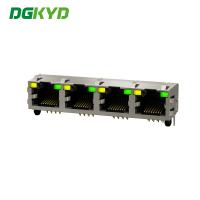 China DGKYD 1x4 Port Shielded RJ45 Connector with LED 10/100/1000Base-T Industrial Modular Jack for sale