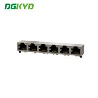 China DGKYD Metal Shielded RJ45 1x6 Port Connector 8P8C Through Hole 10/100/1000BASE-T for sale