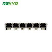 China RJ45 Cat6 Modular Jack 1x6 Ports 8P8C Shielded Through Hole PCB Female Connector 1000BASE-T for sale