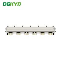 China RJ45 Cat6 Modular Jack 1x6 Ports 8P8C Shielded Through Hole PCB Female Connector 1000BASE-T for sale